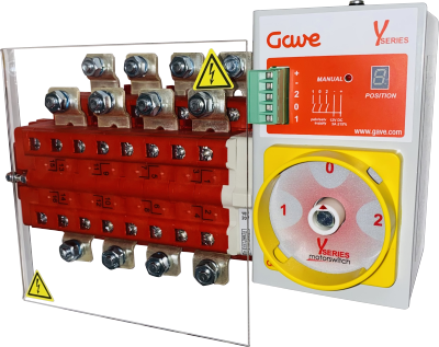 GAVE MOTORISED CHANGEOVER SWITCH 1-0-2 4P 250A 12VDC SUPPLY, BASE MOUNT ...