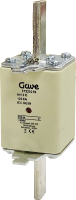 GAVE NH FUSE WITH INDICATOR 250A gG 500VAC NH2C (Sz2C) - Electrical ...