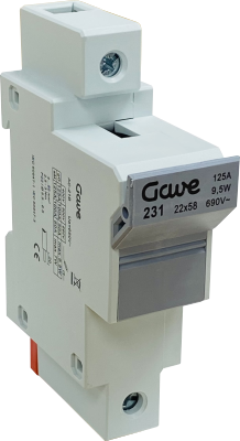 GAVE CYLINDRICAL FUSEHOLDER 22X58 1P 100A 690VAC DIN RAIL (Sz2 ...