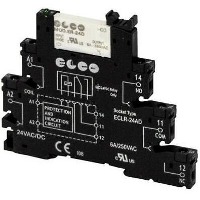 ELCO MINI RELAY, DIN RAIL MOUNT, 6A 230VAC, INPUT 24VAC/DC, SCREW ...