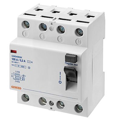 GEWISS SD RCCB TYPE A 4P 400V 4M 100A 30mA - Electrical Importing Company Ltd
