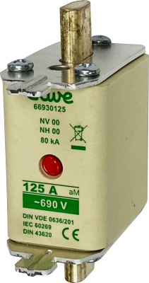 GAVE NH MOTOR FUSE WITH INDICATOR 125A aM 690VAC NH00 (Sz00 ...