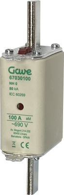 GAVE NH MOTOR FUSE WITH INDICATOR 100A aM 690VAC NH0 (Sz0) - Electrical ...