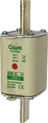 GAVE NH MOTOR FUSE WITH INDICATOR 250A aM 690VAC NH1 (Sz1) - Electrical ...