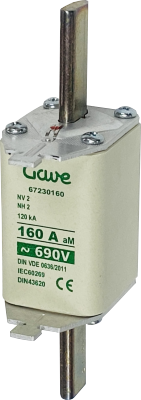 GAVE NH MOTOR FUSE WITH INDICATOR 160A aM 690VAC NH2C (Sz2C ...