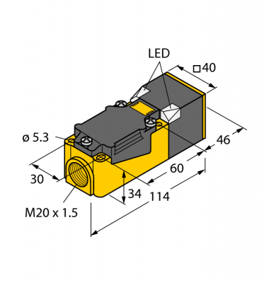 TURCK INDUCTIVE SENSOR RECTANGULAR height 40mm, variable face ...
