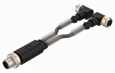 TURCK Y-splitter Cable M12 x 1 male - 2 x R/A M12 x 1 female, PUR ...