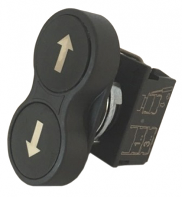 GHISALBA 22mm IP66 DOUBLE PUSHBUTTON BLACK UP/DOWN ARROWS - Electrical Importing Company Ltd