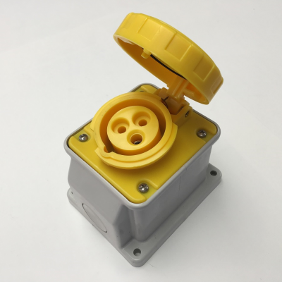 GEWISS IEC309 10° SOCKET SURFACE MTG IP67 YLW 110V 4H 16AMPS 2P+E ...