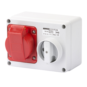 GEWISS IEC309 44IB SWSKT HORIZ IP44 RED 415V 6H 16AMPS 3P+N+E W/BASE ...