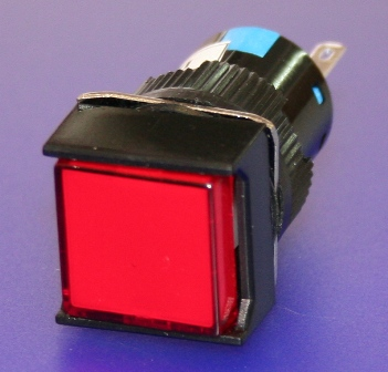 16mm SQUARE PUSHBUTTON RED, 1x C/O MOMENTARY - Electrical Importing ...
