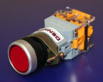 22mm ILLUM PUSH BUTTON RED, METALIC BEZEL 1NO/1NC MOMENTARY 110VAC/DC ...
