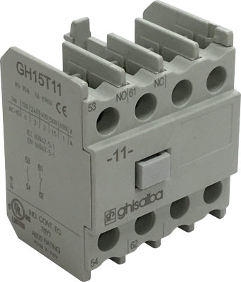 GHISALBA AUX CONTACT BLOCK 1NO+1NC, TOP MOUNT - FOR CONTACTOR GH15BL~TT ...