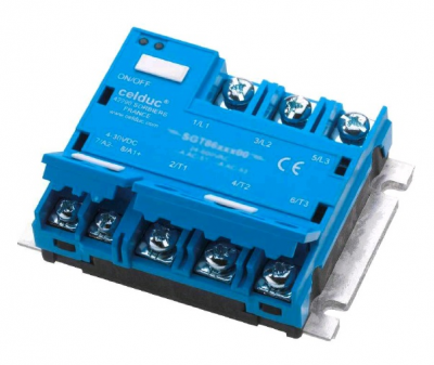 CELDUC CELPAC-2G 3PH SSR, GENERAL LOADS, 24-640VAC 3x50A (AC-51), Cntrl ...