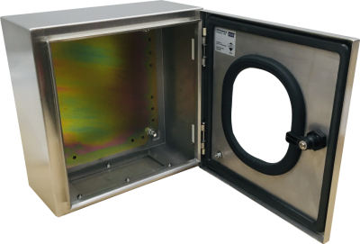 CVS SS304 ENCLOSURE 300H x 300W x 150D, 1-DOOR TRANSPARENT c/w GEAR ...